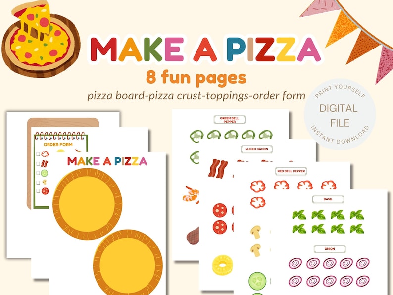 Make a Pizza Craft for Kids Printable, Build a Pizza Cut and Paste - Etsy