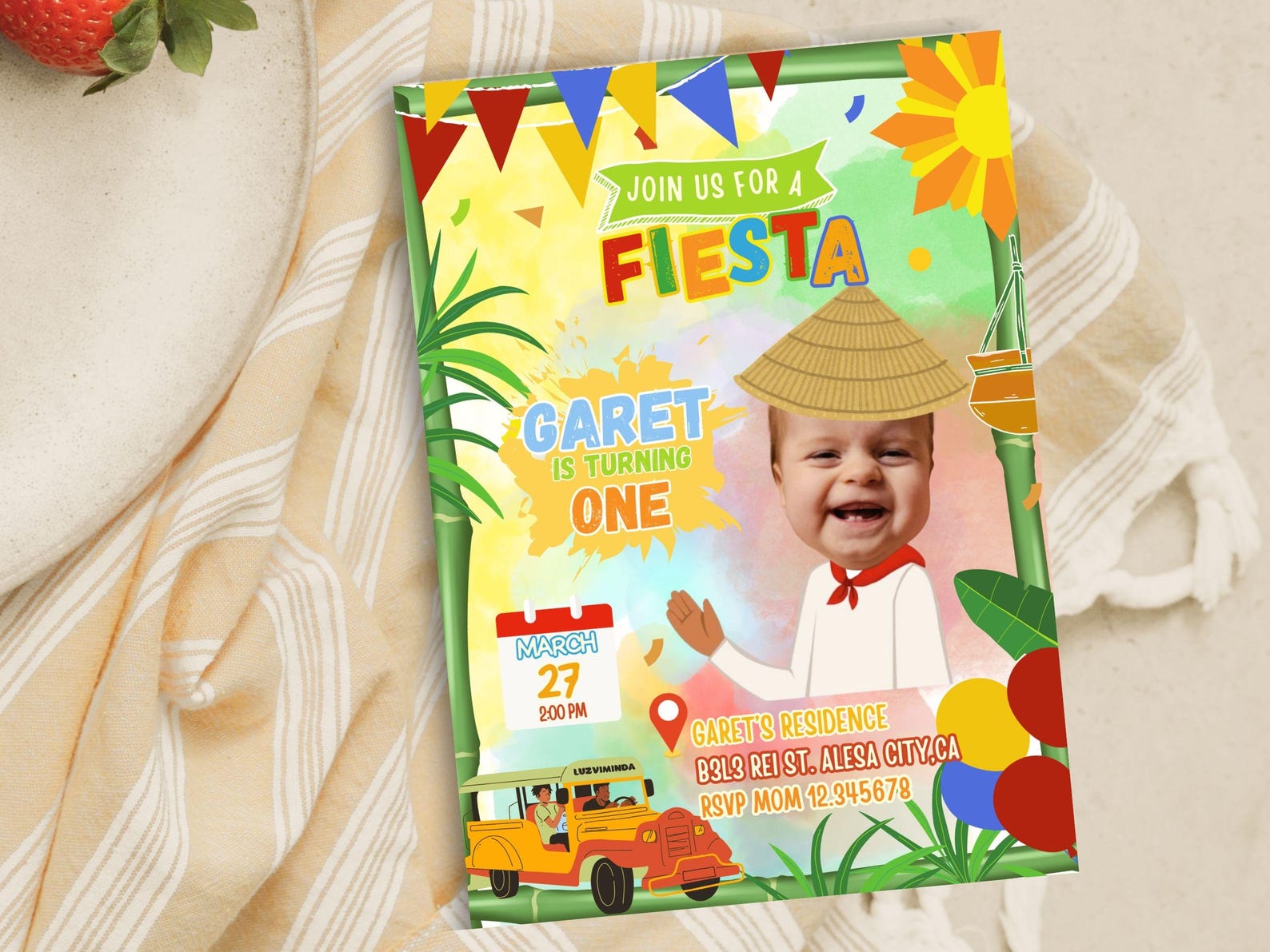 Personalized Filipino Party Fiesta Theme Birthday Invitation, Filipino ...