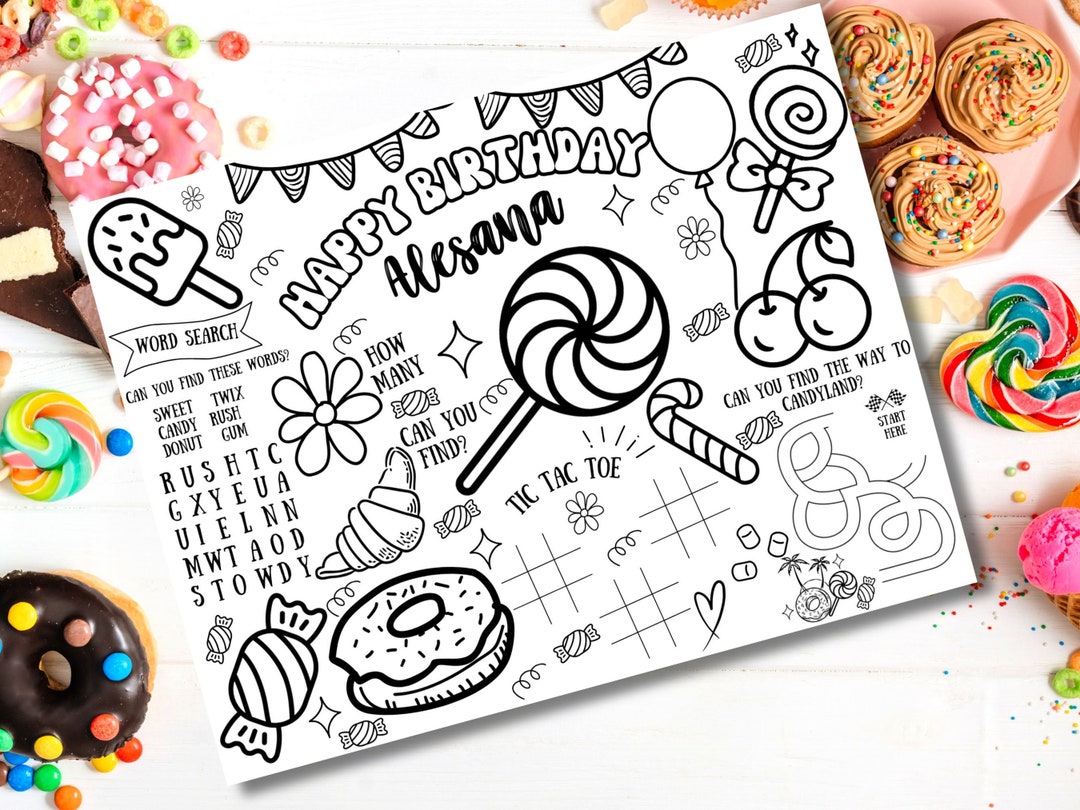 Personalized Candyland Activity Sheet Candyland Placemats - Etsy