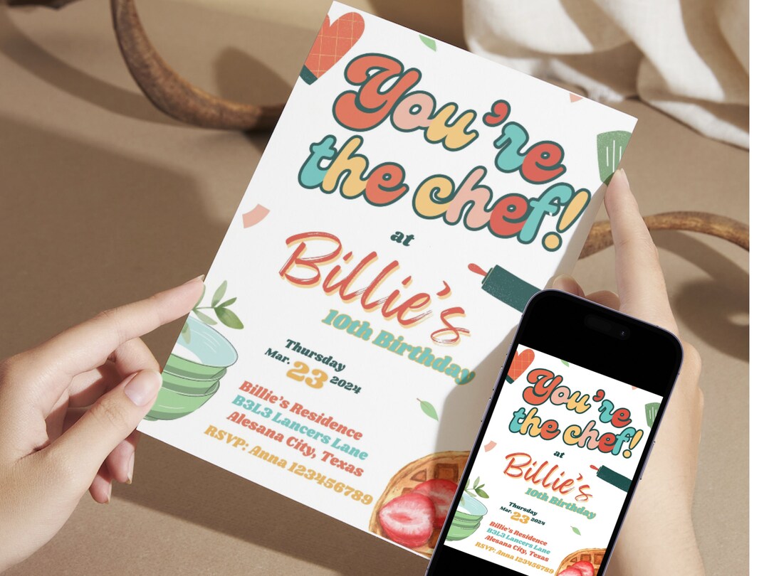 Little Chef Birthday Invitation Little Chef Birthday Cute Invite Chef ...