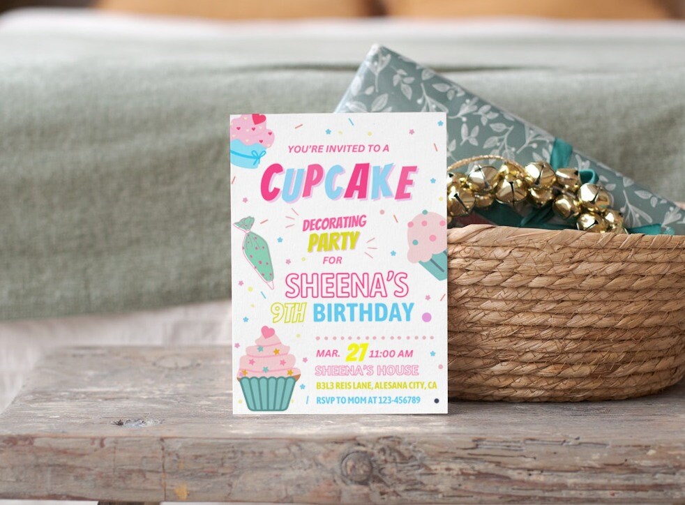 Cupcake Decorating Birthday Invitation, Cupcake Birthday Template ...