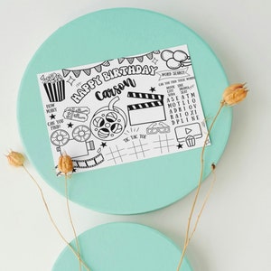 Printable Movie Night Coloring Page, Cinema Coloring Page for Kids and ...