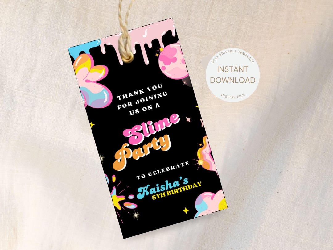 Slime Thank You Favor Tag, Slime Tag- Slime Theme Party, Slime Birthday ...