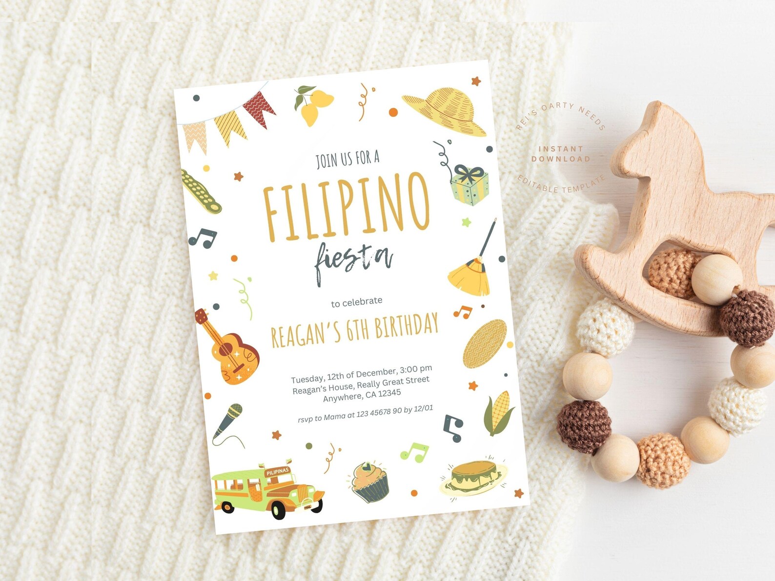 Editable Filipino Fiesta Theme Invitation | Filipino Birthday | Pinoy ...