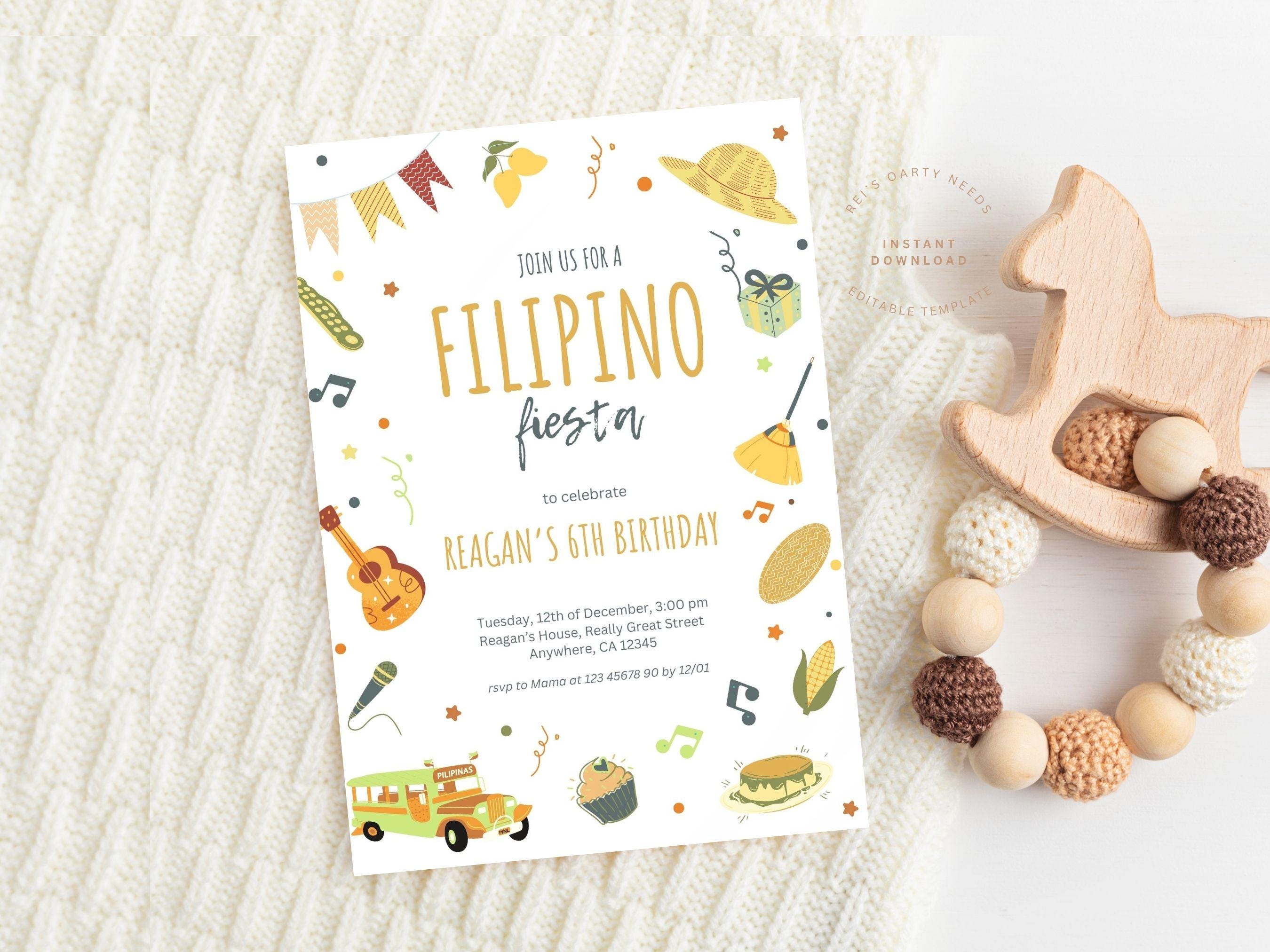 Editable Filipino Fiesta Theme Invitation | Filipino Birthday | Pinoy ...