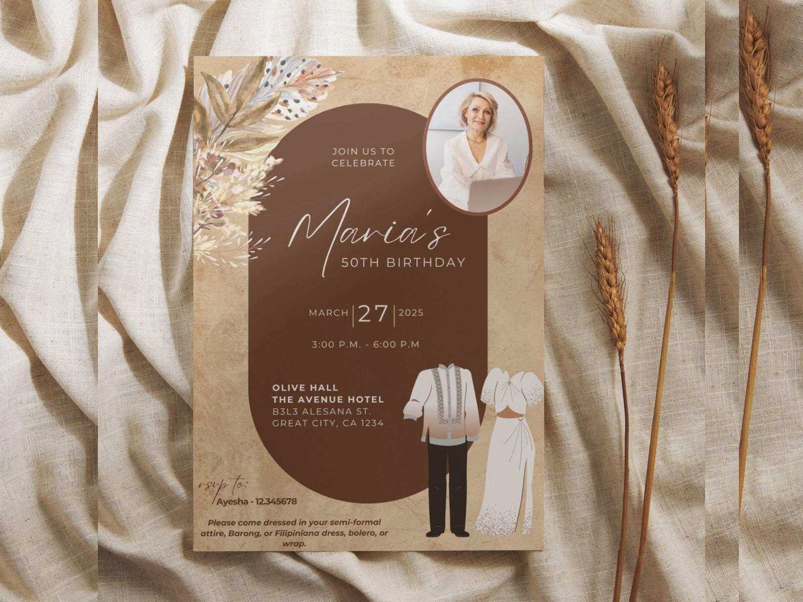 Vintage Theme Filipiniana Birthday Invitation Editable Template ...