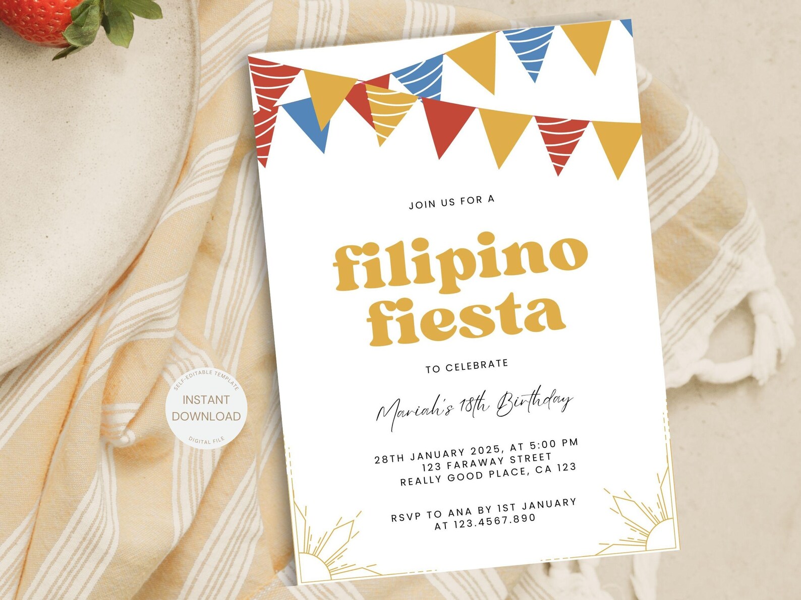 Filipino Fiesta Editable Invitation | Filipino Birthday | Pistang Pinoy ...