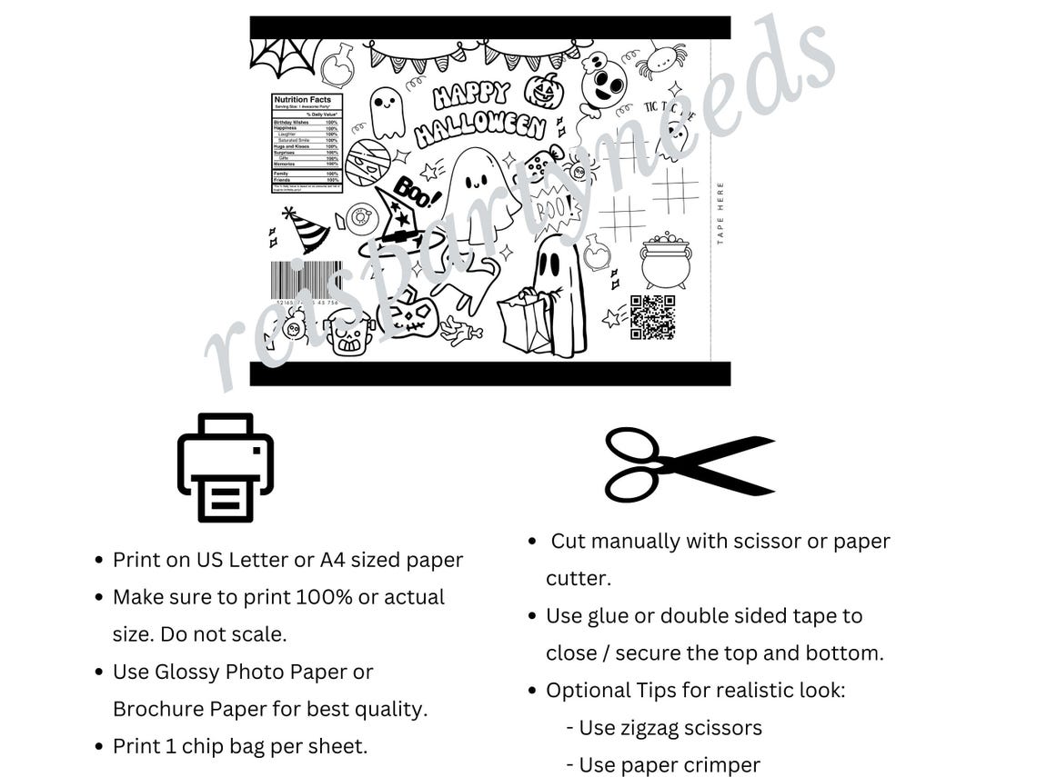 Halloween Coloring Candy Bag Printable - Etsy