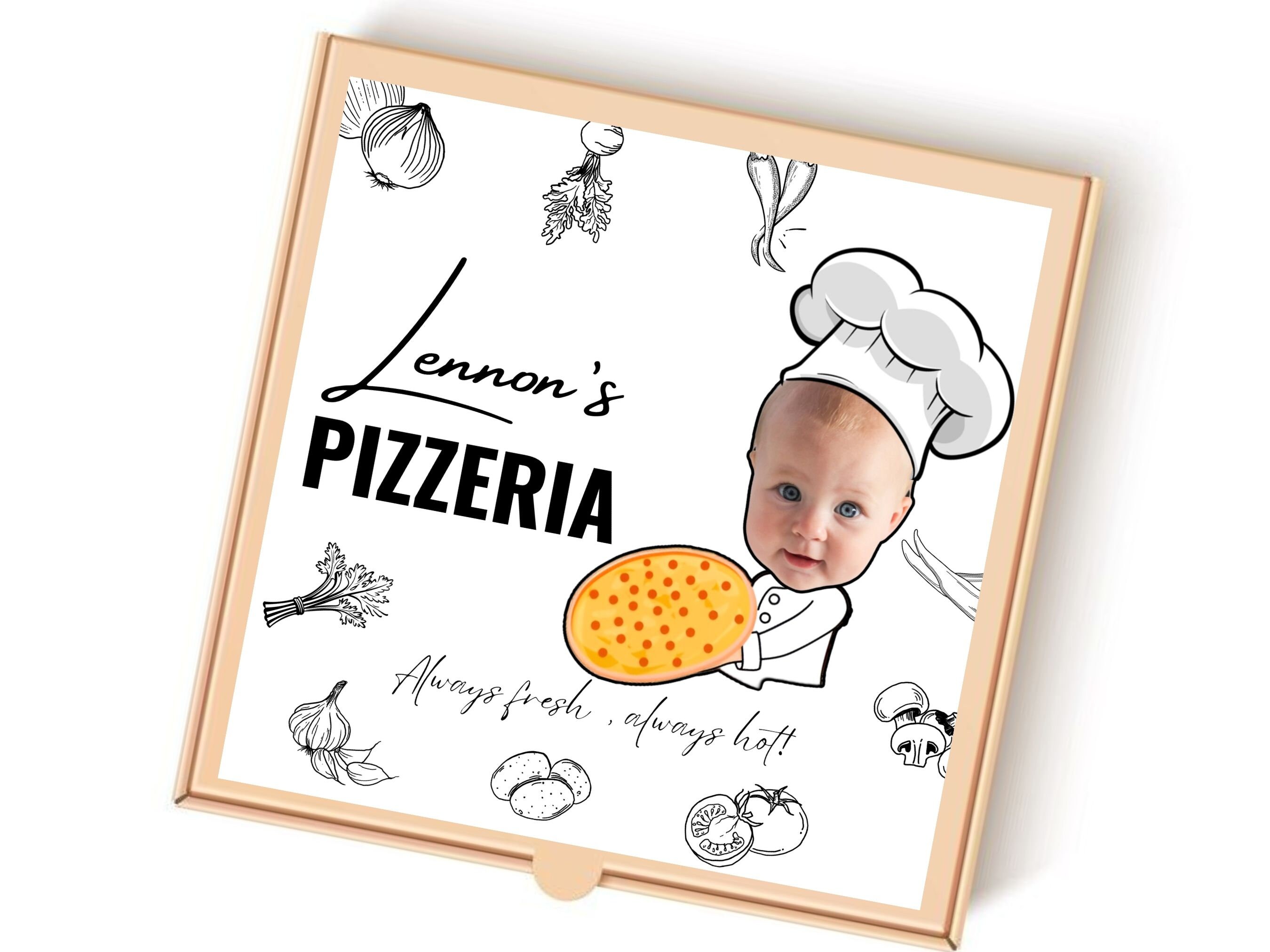 Pizza Box Custom Printable Aesthetic Pizza Party Decoration Pizza Chef ...