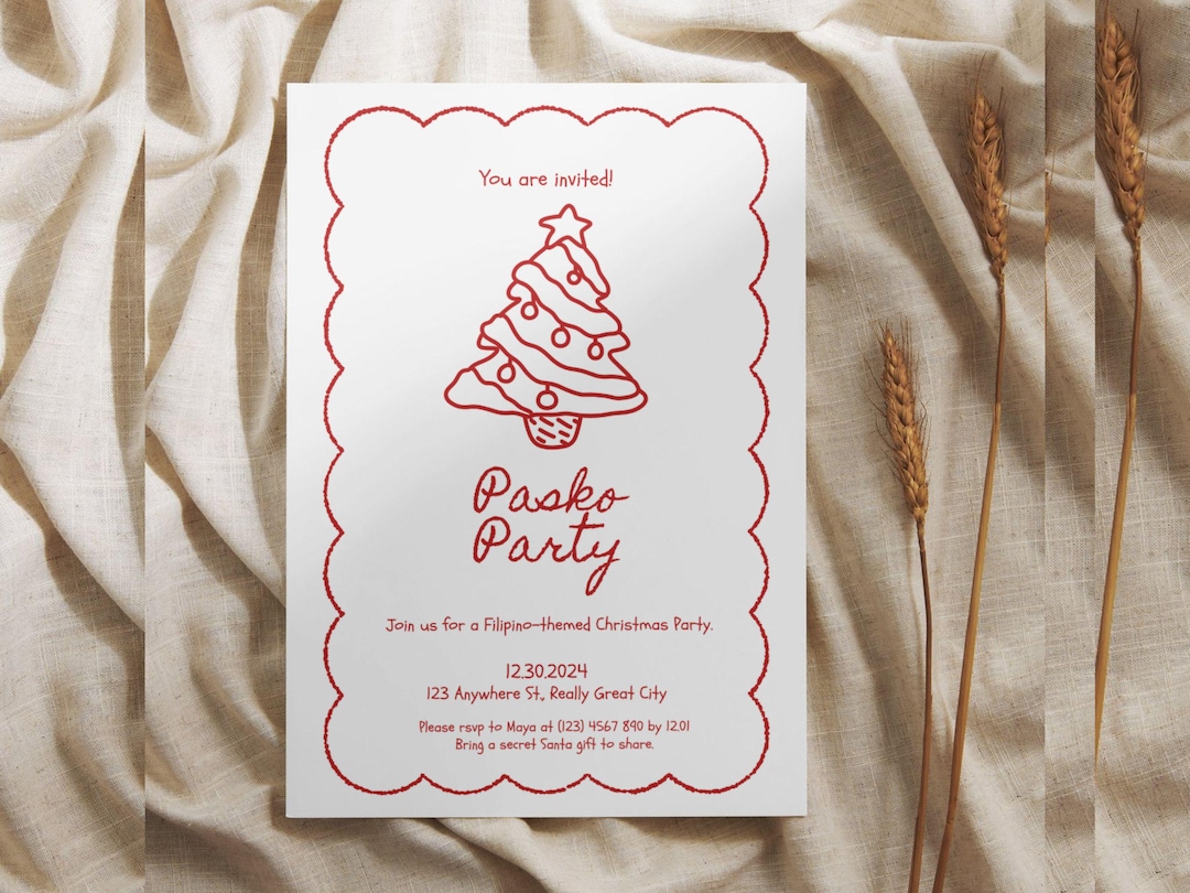 Hand Drawn Pasko Party Filipino Christmas Invitation, Paskong Pinoy ...