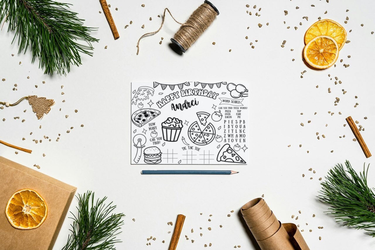 Editable Pizza Party Placemat Printable Italian Party Coloring Page ...