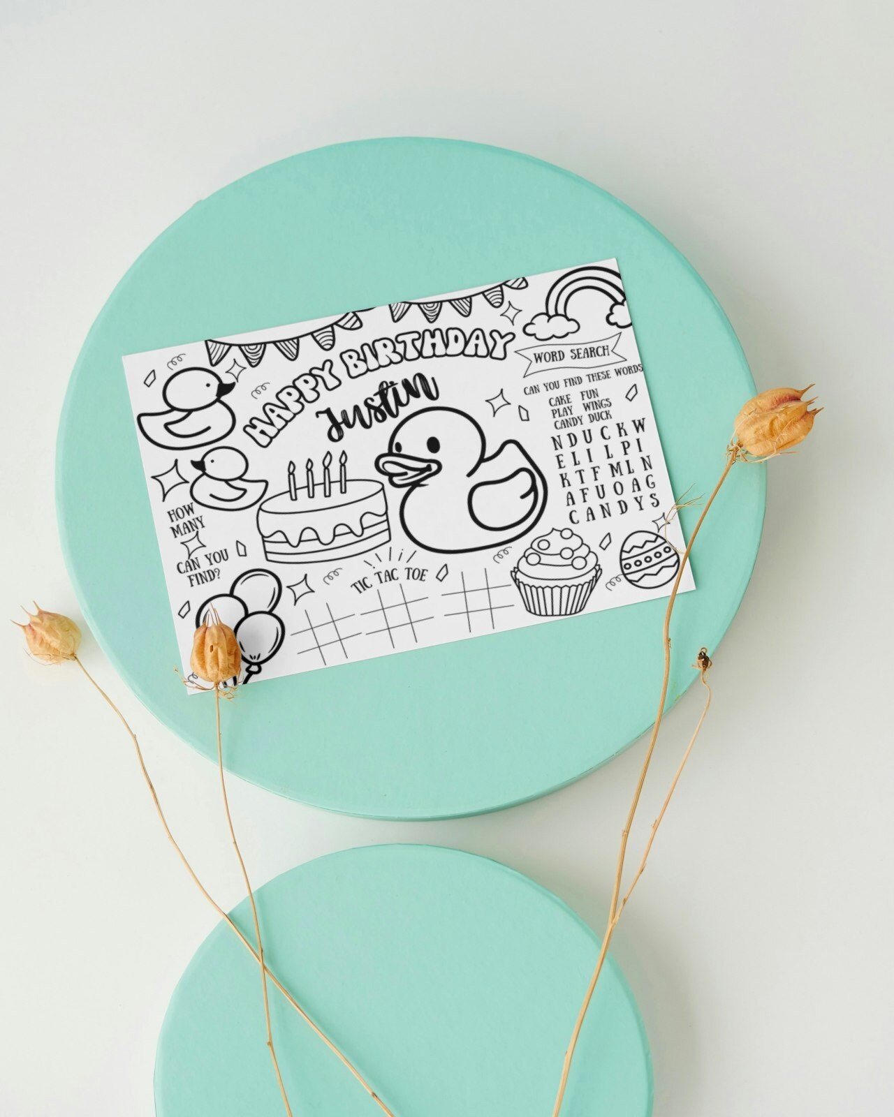 Duck Birthday Party Activity Sheet Little Duckling Party Favor Duck ...