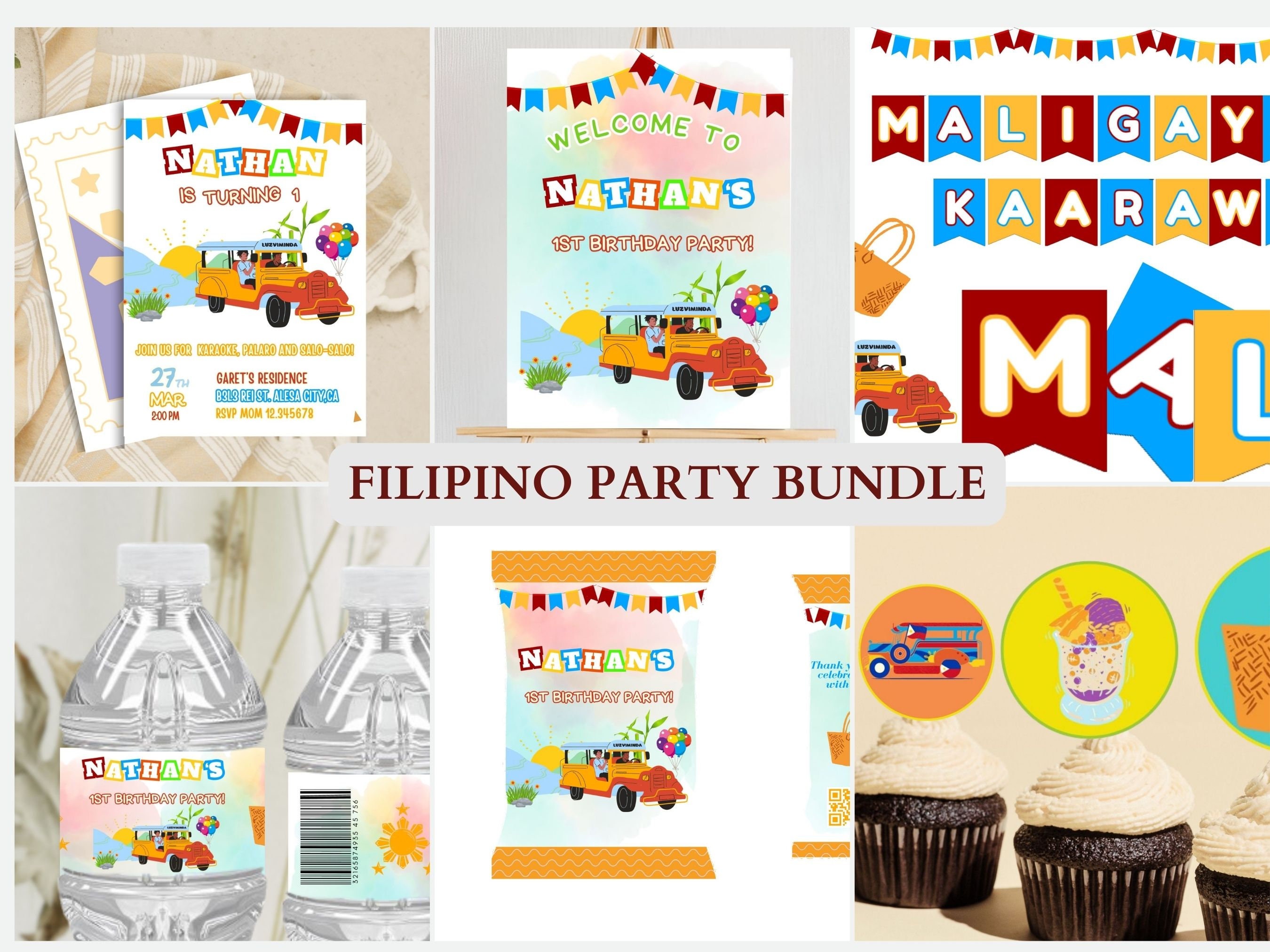 Editable Filipino Theme Party Bundle Birthday Invitation | Filipino ...