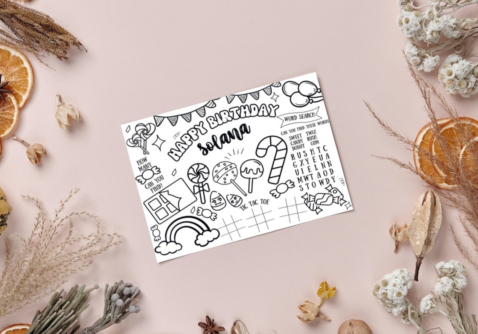 Candyland Coloring Placemat, Birthday Activity Sheet, Kids Coloring ...
