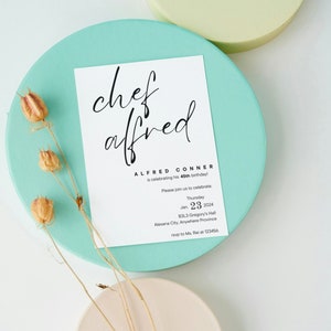Chef Invitation Template - Party - Editable in Canva - Social Media ...