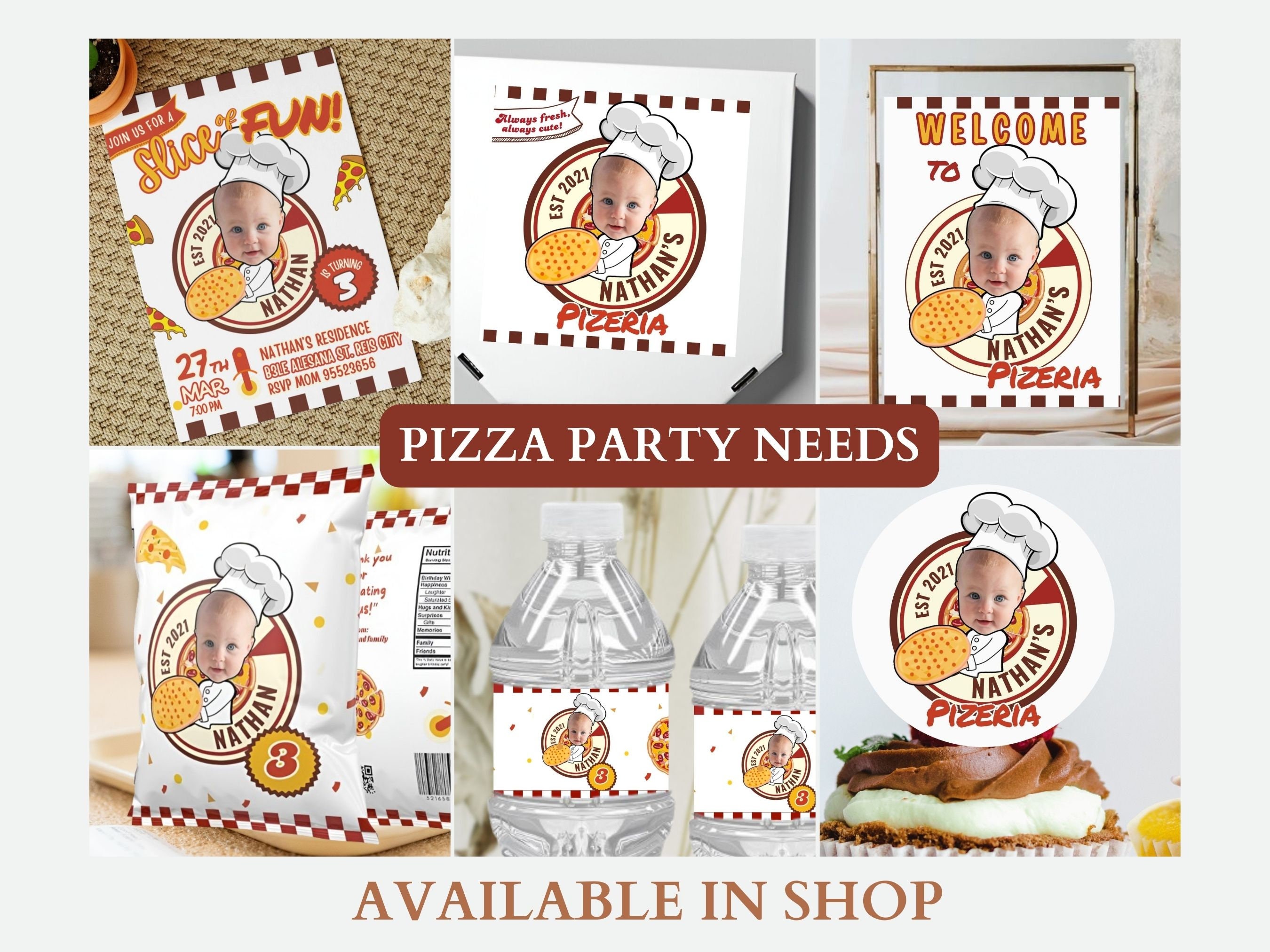 Pizza Box Custom Printable With Photo Pizza Party Decoration Pizza Chef ...