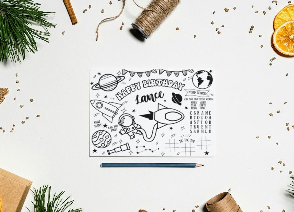 Space Birthday Party Activity Sheet Planets Party Solar System Birthday ...