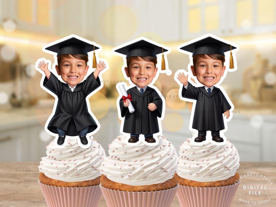 Boy Graduation Face Topper PNG, Custom Grad Photo Cutout, Kindergarten ...