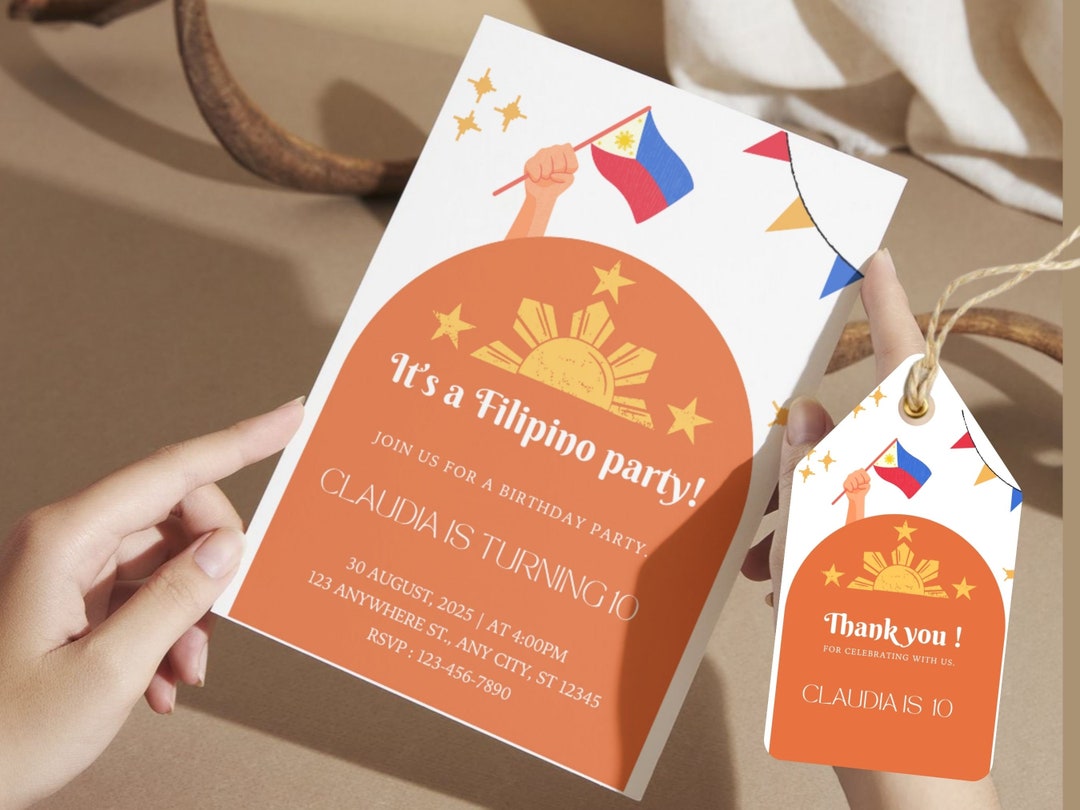 Modern Filipino Birthday Invitation | Filipino Dinner | Aesthetic ...