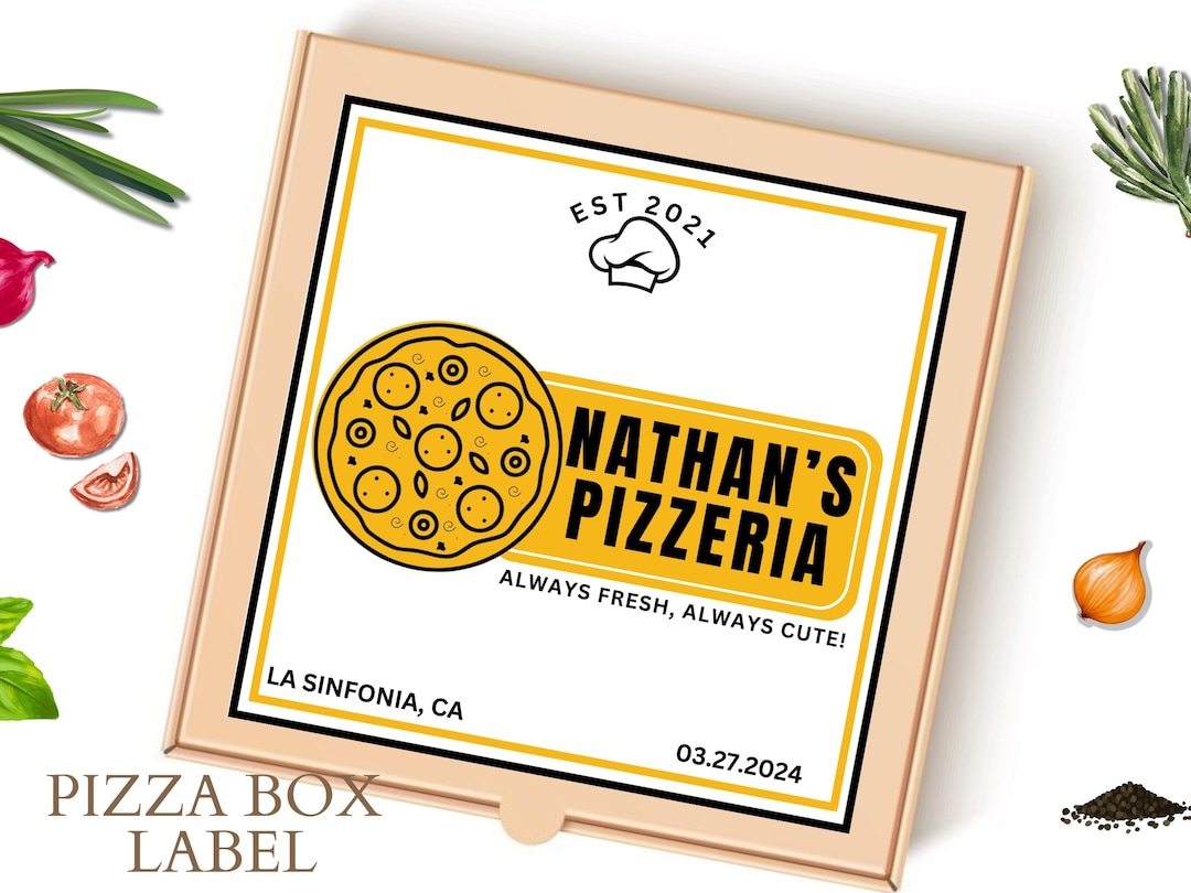 Pizza Box Label, Printable Pizza Theme Template, Pizza Party Favor ...