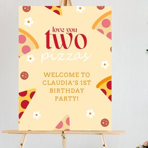 Editable Pizza Party Banner, Kids 2nd Birthday Backdrop, Valentines ...