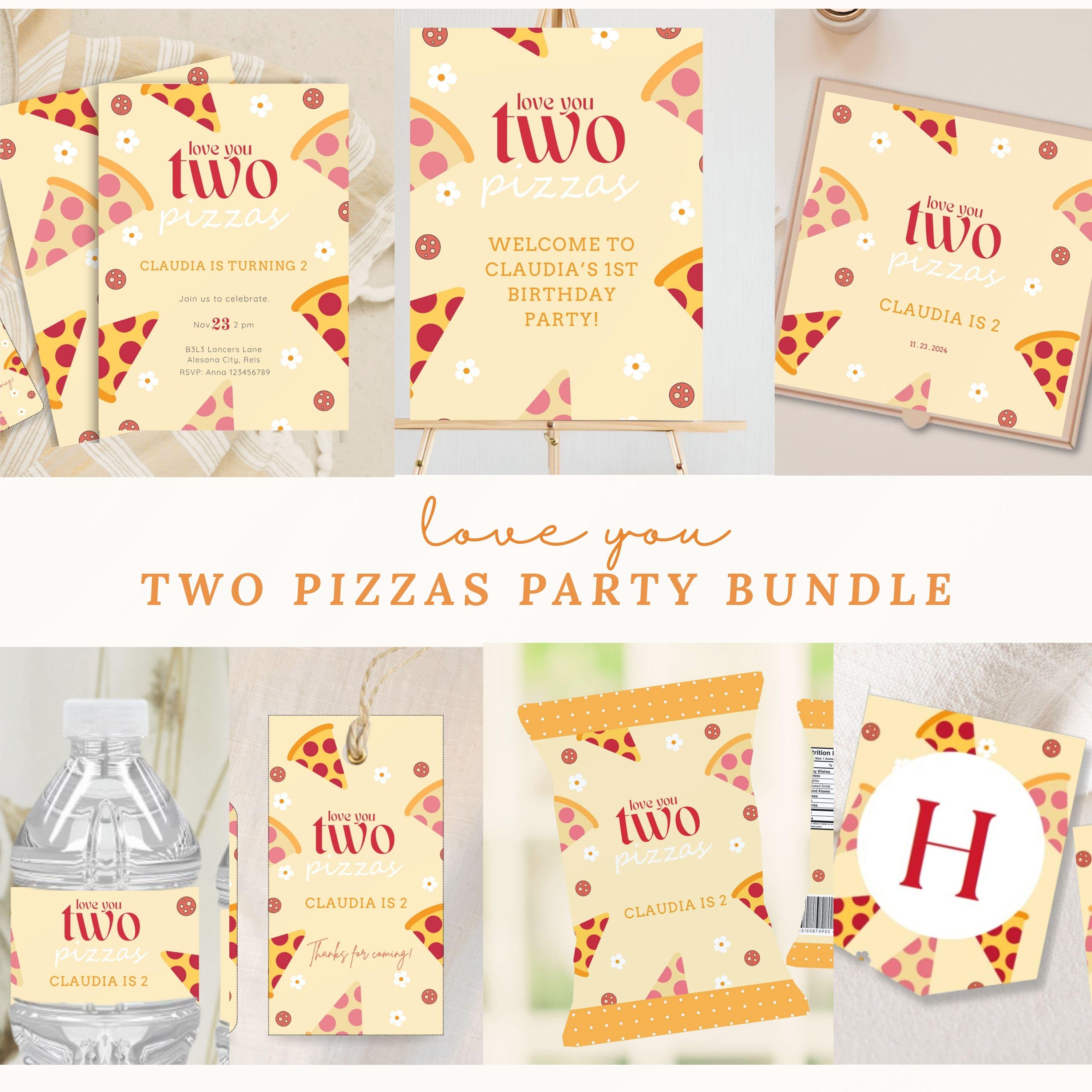 Editable Pizza Party Bundle, Kids 2nd Birthday, Valentines Pizza, Love ...