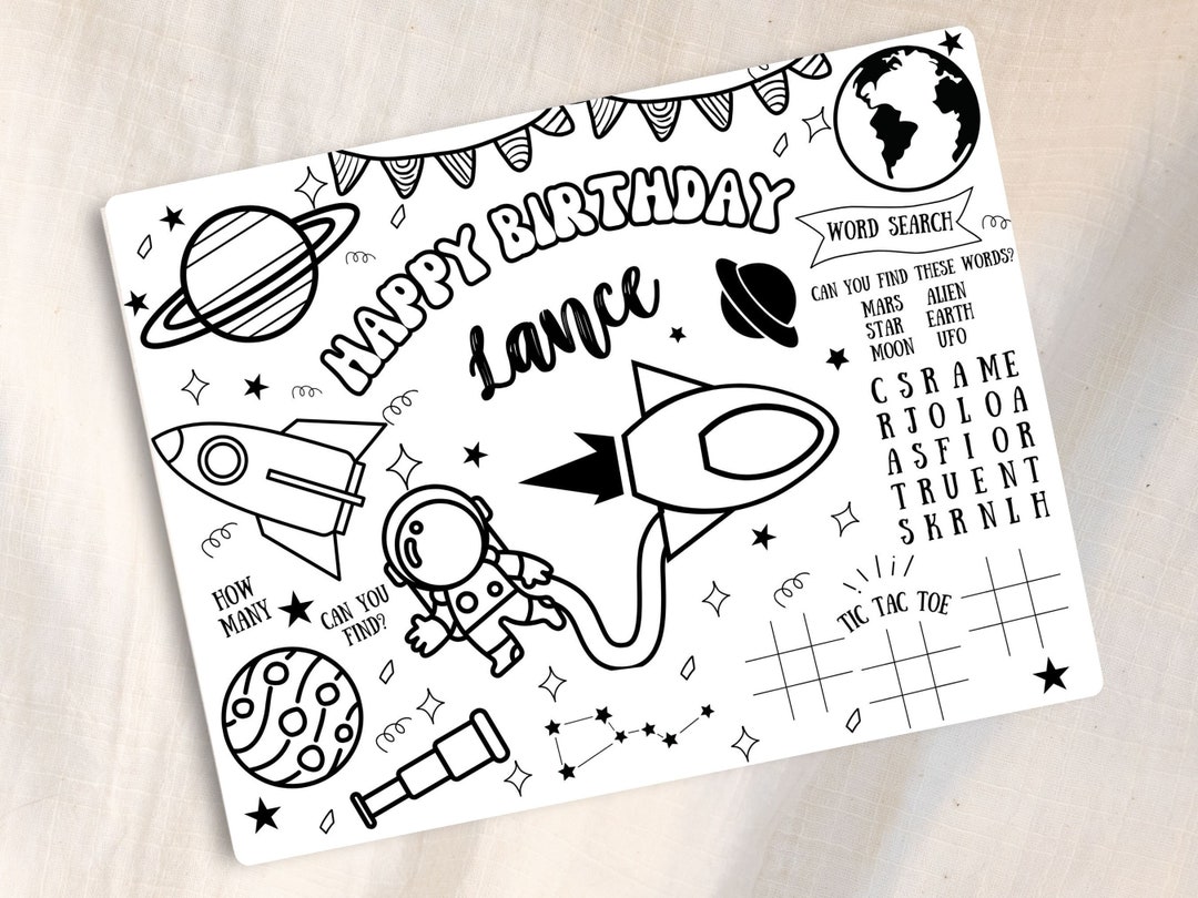 Space Birthday Party Activity Sheet Planets Party Solar System Birthday ...