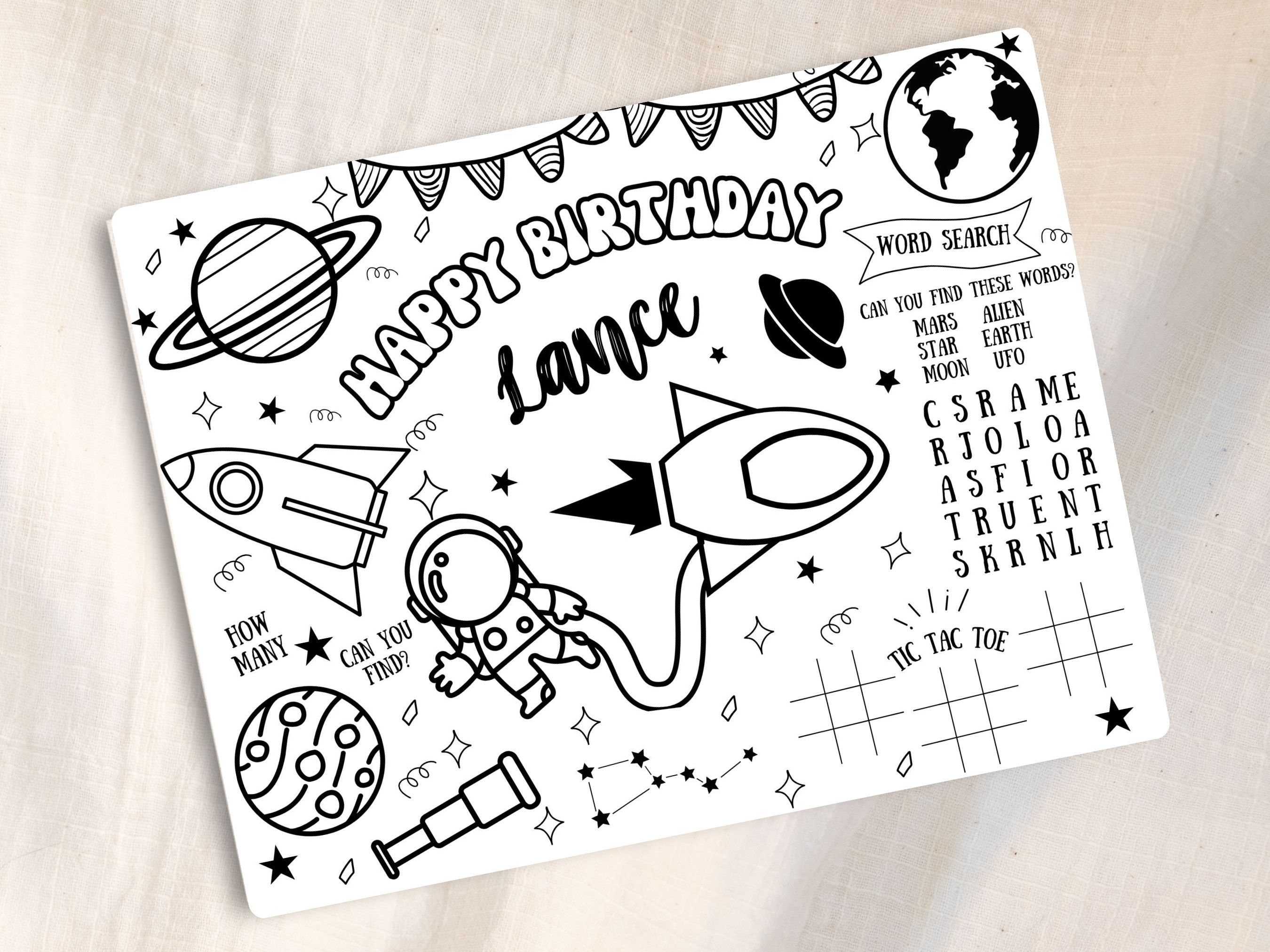 Space Birthday Party Activity Sheet Planets Party Solar System Birthday ...