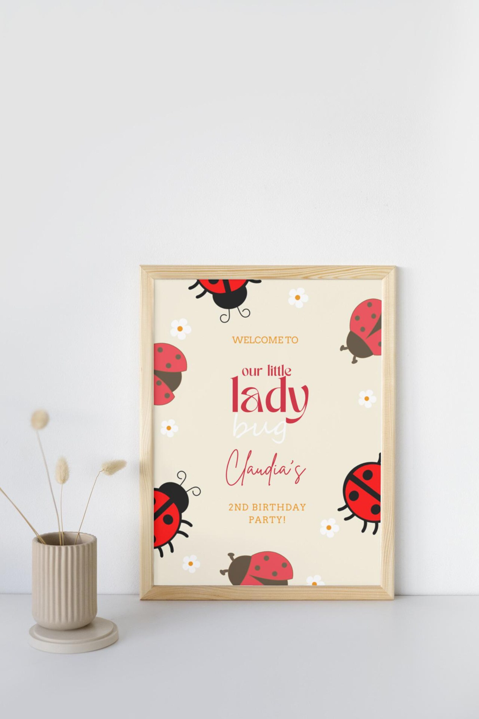Cute Ladybug Daisy Birthday Decoration - 18x24- Digital Download ...