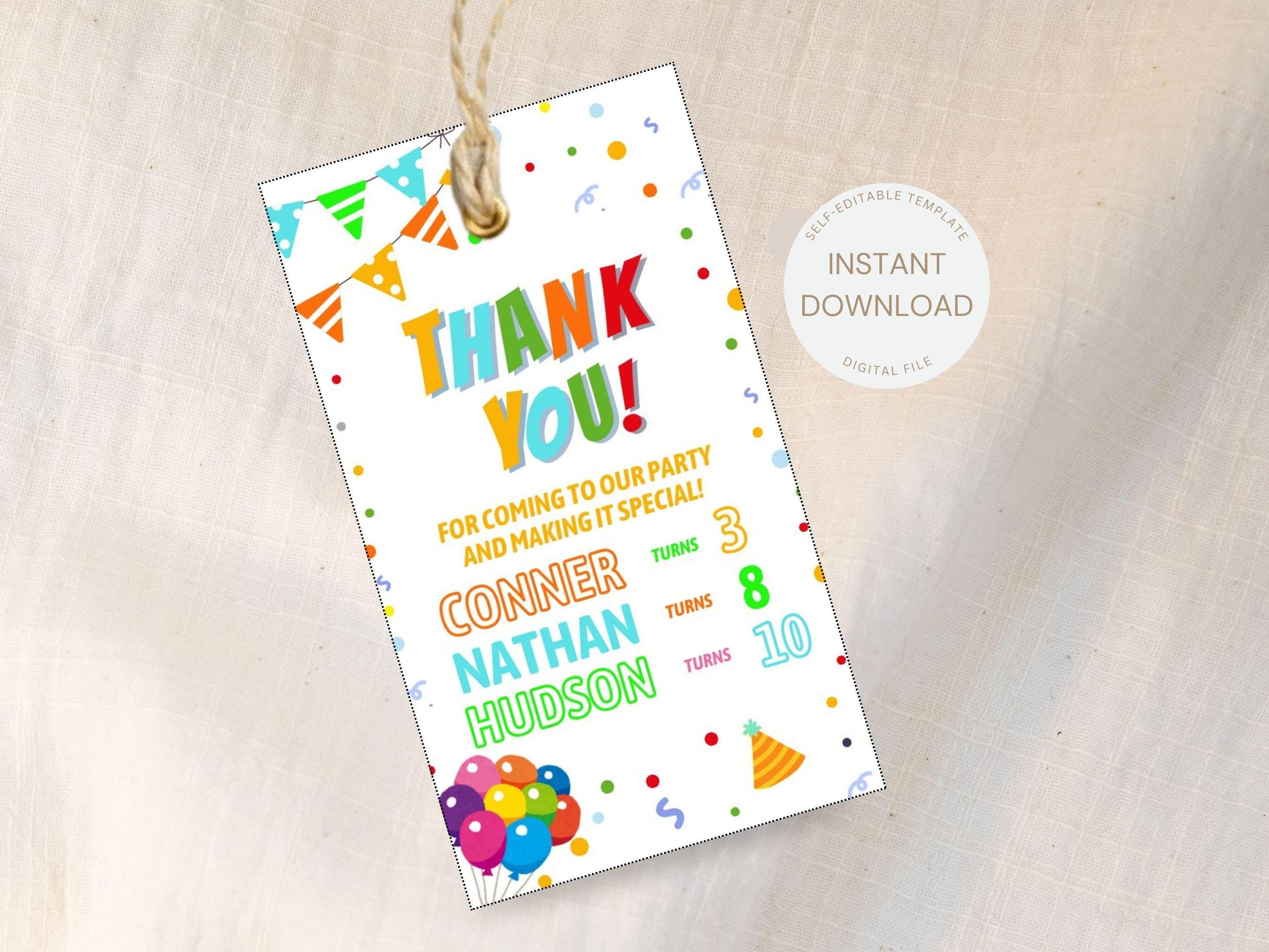 TRIPLE CELEBRATION Birthday Invitatio, Three Kids Birthday Invitation ...