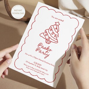 Hand Drawn Pasko Party Filipino Christmas Invitation, Paskong Pinoy ...