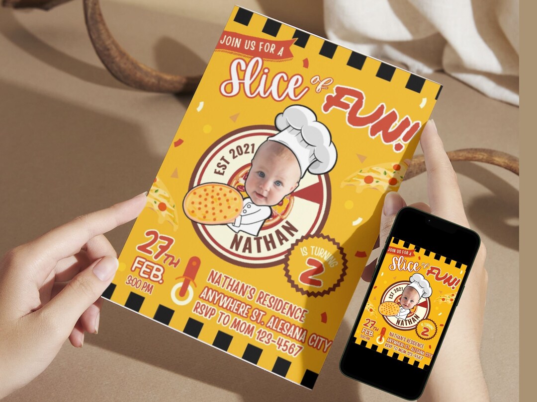 Pizza Party Invitation With Photo Pizza Birthday Invitation Italian ...