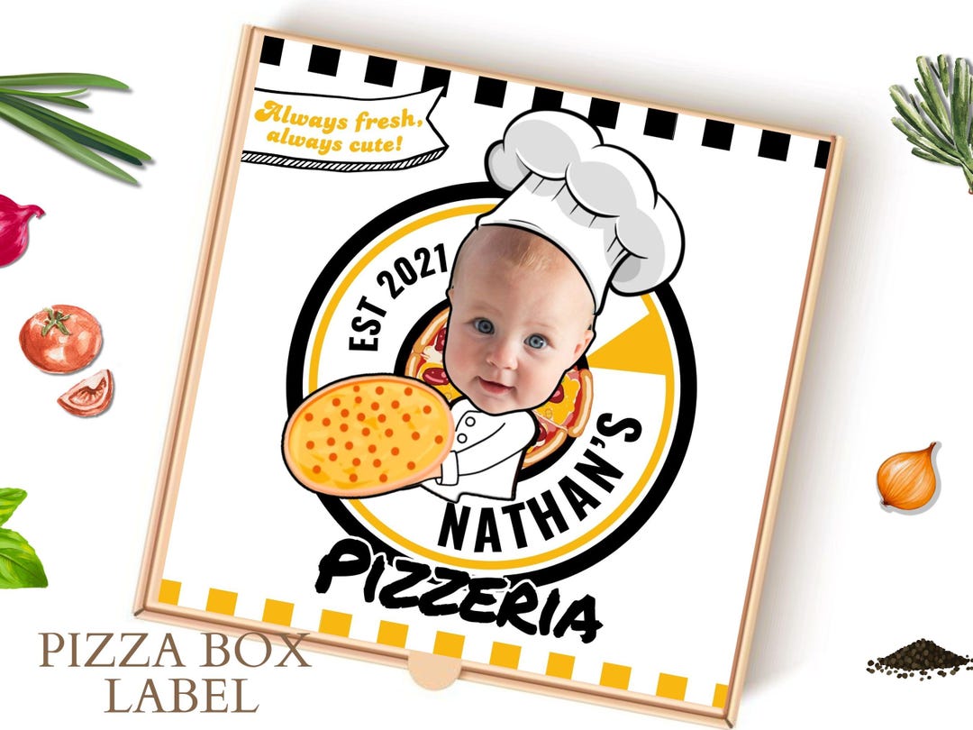Pizza Box Custom Printable With Photo Pizza Party Decoration, Black and ...