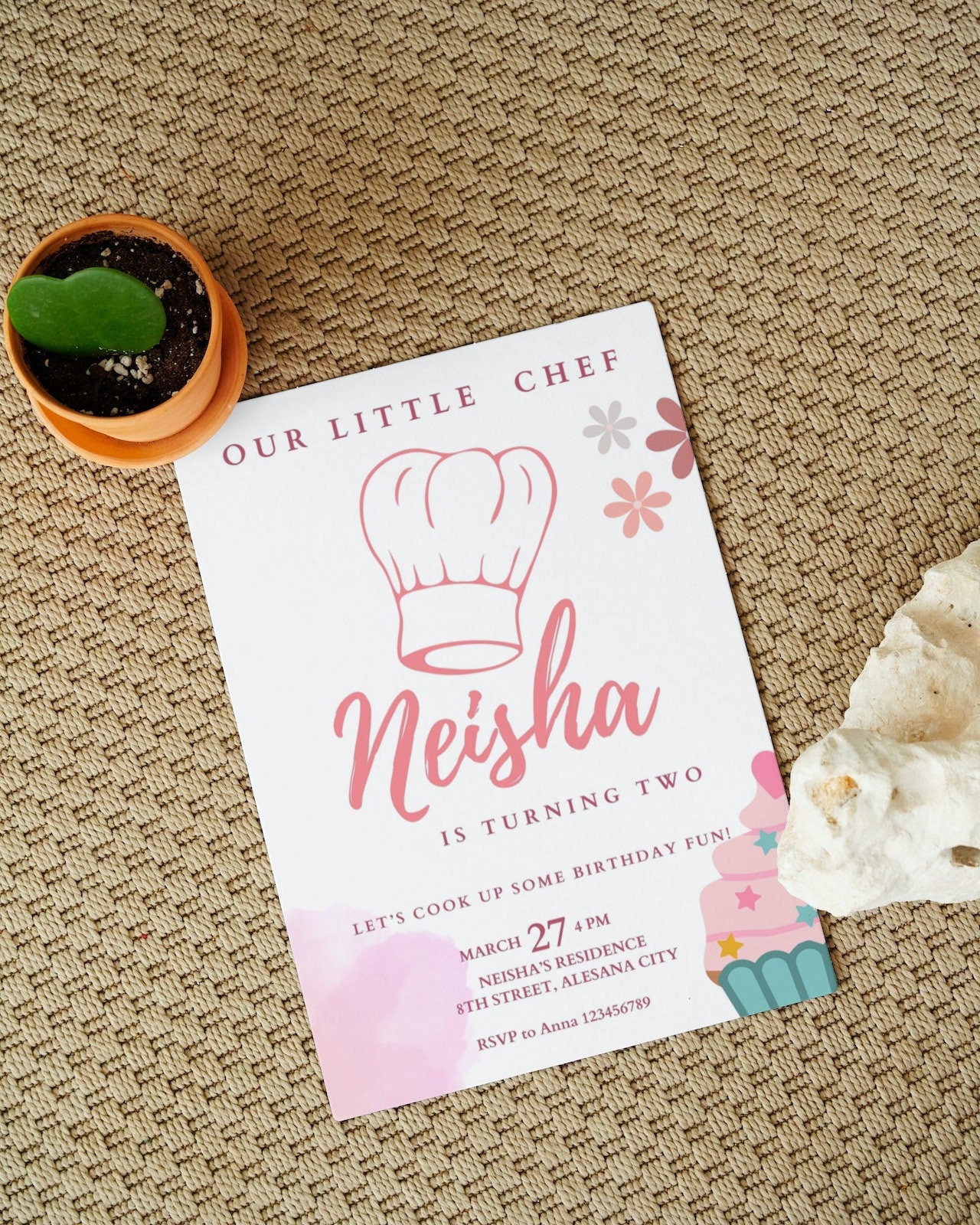 Girl Little Chef Birthday Invitation Little Chef Birthday Cute Invite ...