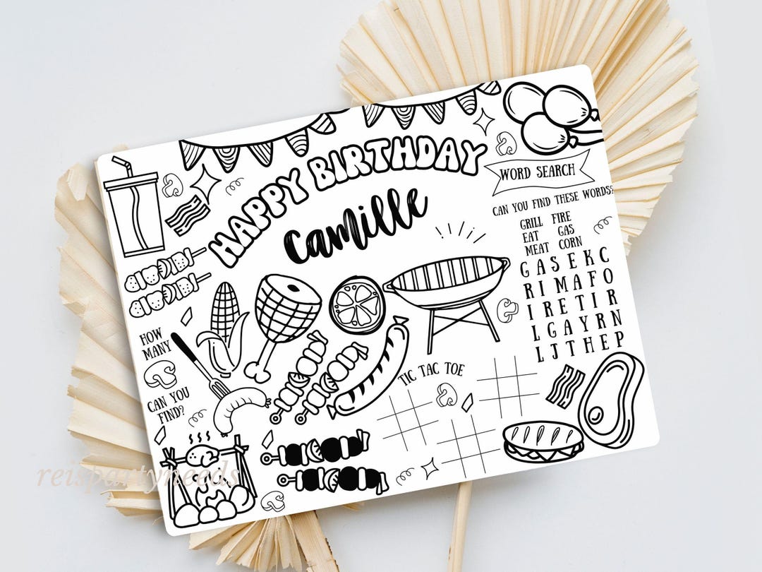 Grill Night Coloring Page, Bbq Party Coloring Sheet Barbecue Grill ...