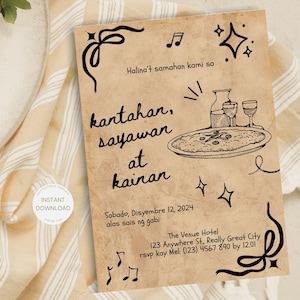 Editable Filipino Party Hand Drawn Invitation | Filipino Birthday ...