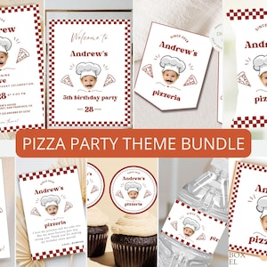 Custom Pizza Birthday Invitation Bundle, Pizza Birthday Party Decor Kit ...