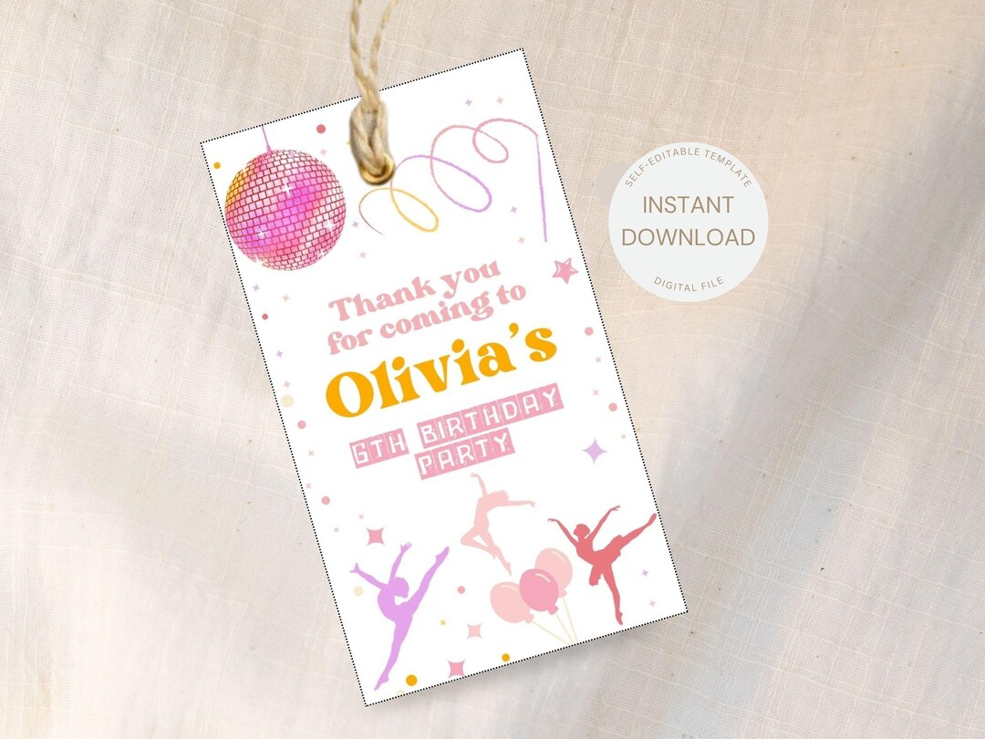 Gymnastics Birthday Party Favor Tag, Jump Tumble & Play Gymnastics ...