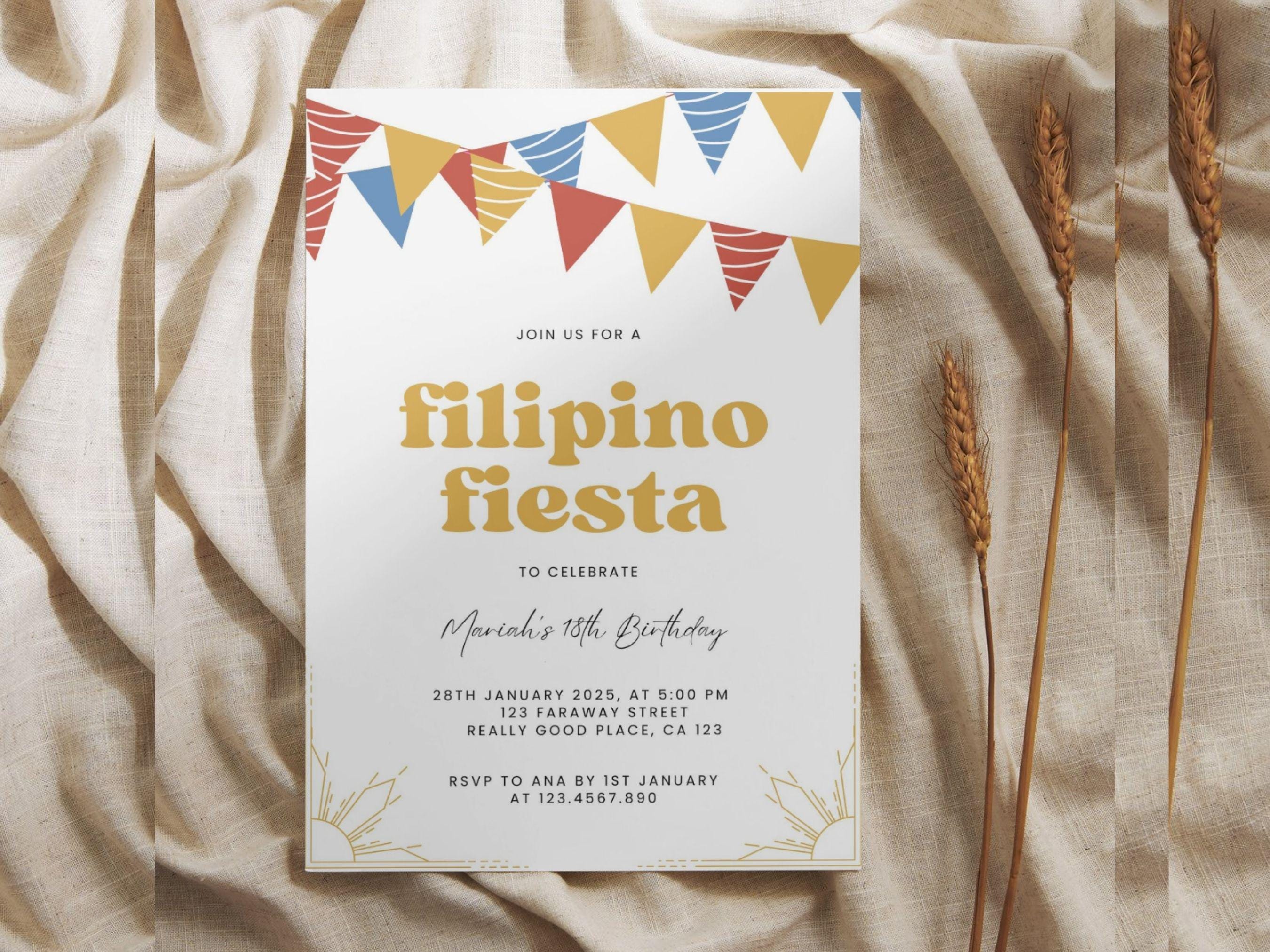 Filipino Fiesta Editable Invitation | Filipino Birthday | Pistang Pinoy ...