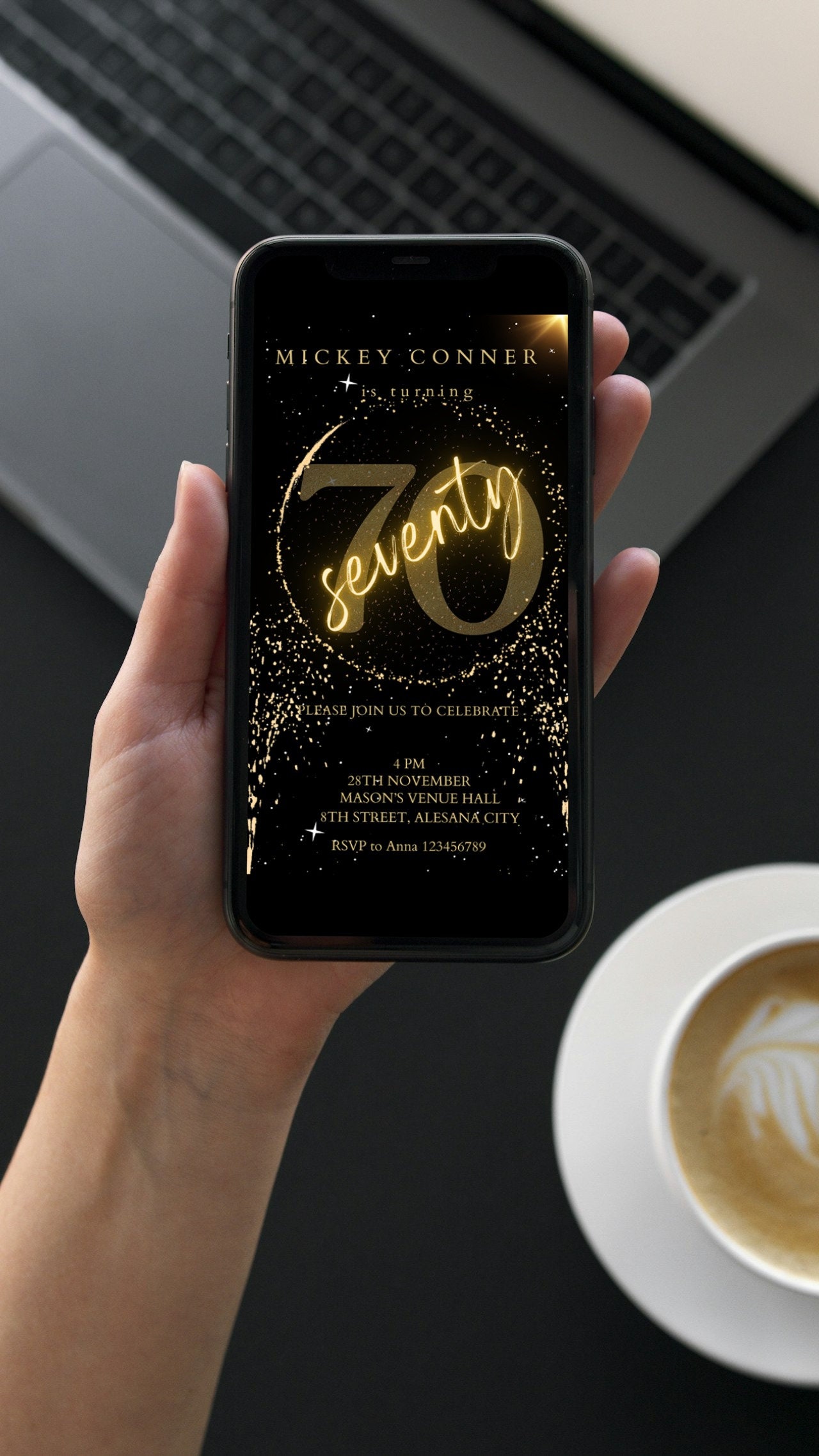 70th Birthday Digital Invitation Template Video Invitation Announcement ...
