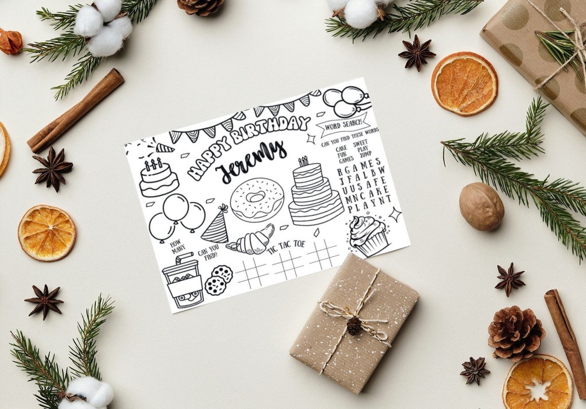 Happy Birthday Coloring Card DIGITAL Colouring Greeting Card for Kids ...