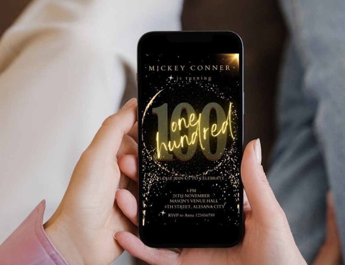 100th Birthday Invitation, 100th Birthday Digital Invite, 100th ...