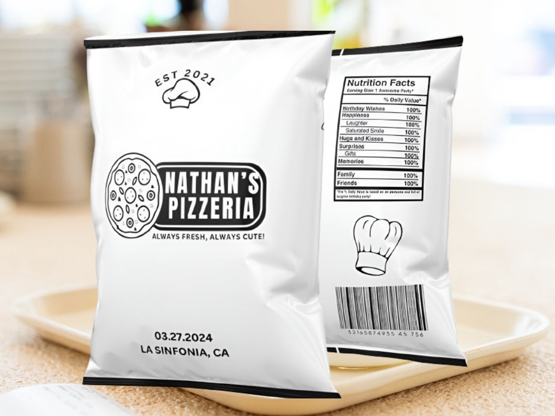 Minimalist Pizza Chip Bag Printable Label Pizza Birthday Party Italian ...