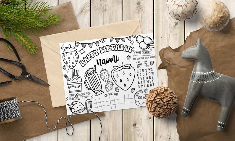 Custom My Berry First Birthday Coloring Page for Kids Birthday Party ...