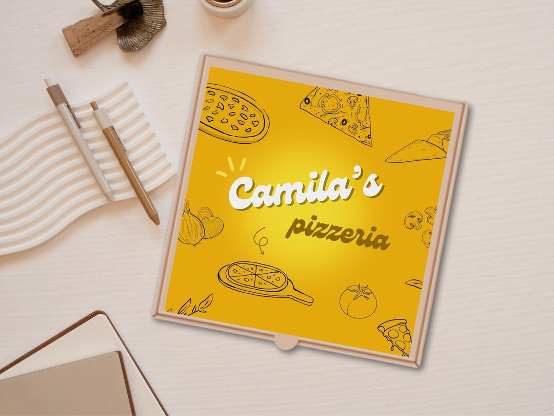 Italian Pizza Box Labels Pizza Theme Sketch Yellow Pizza Box Pizza ...