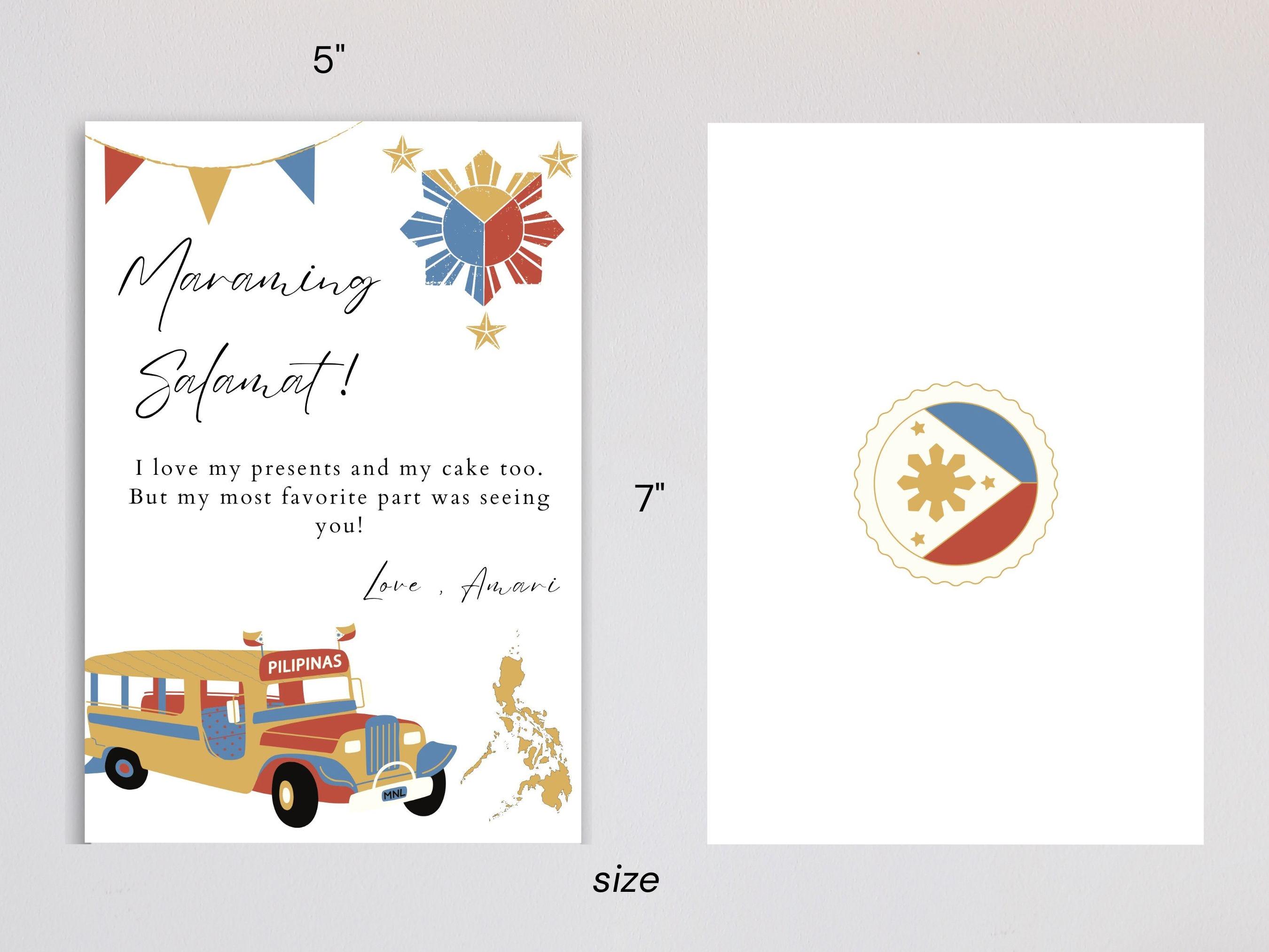Filipino Party Thank You Card Editable and Printable Philippines ...