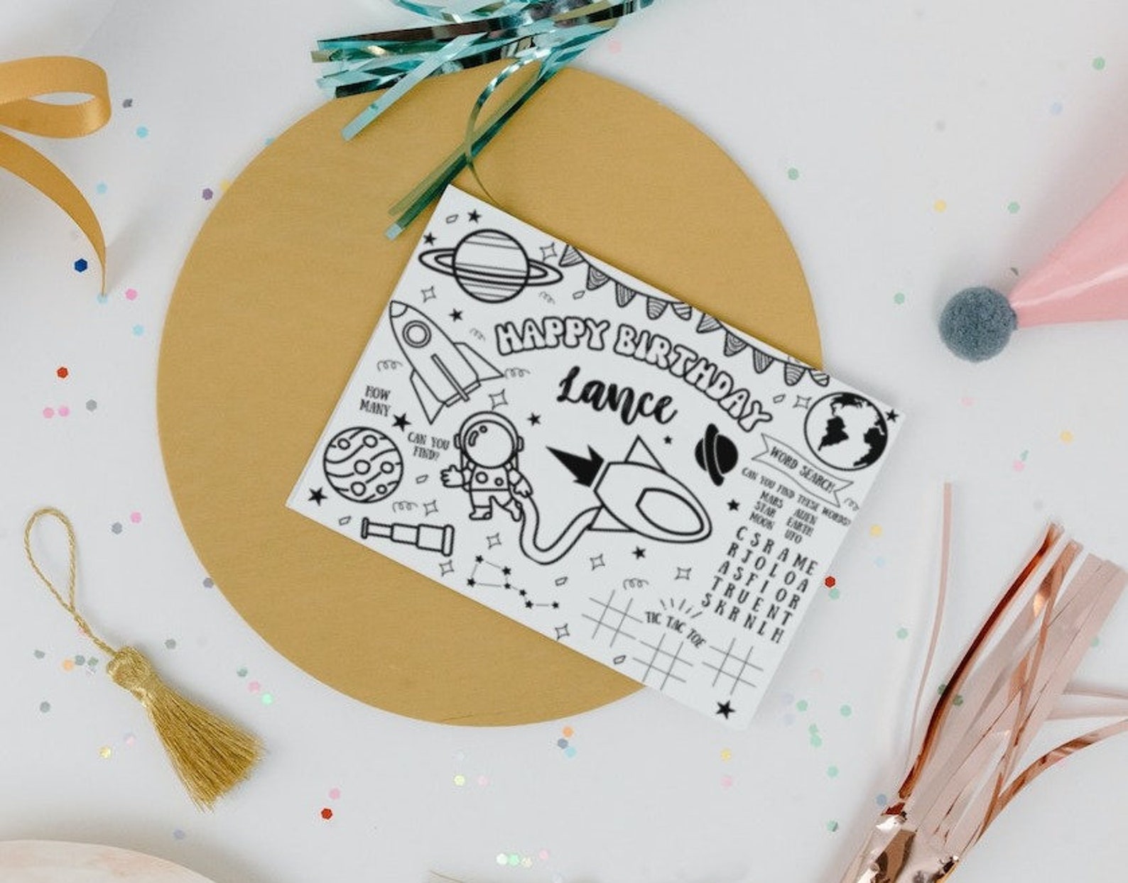 Space Birthday Party Activity Sheet Planets Party Solar System Birthday ...