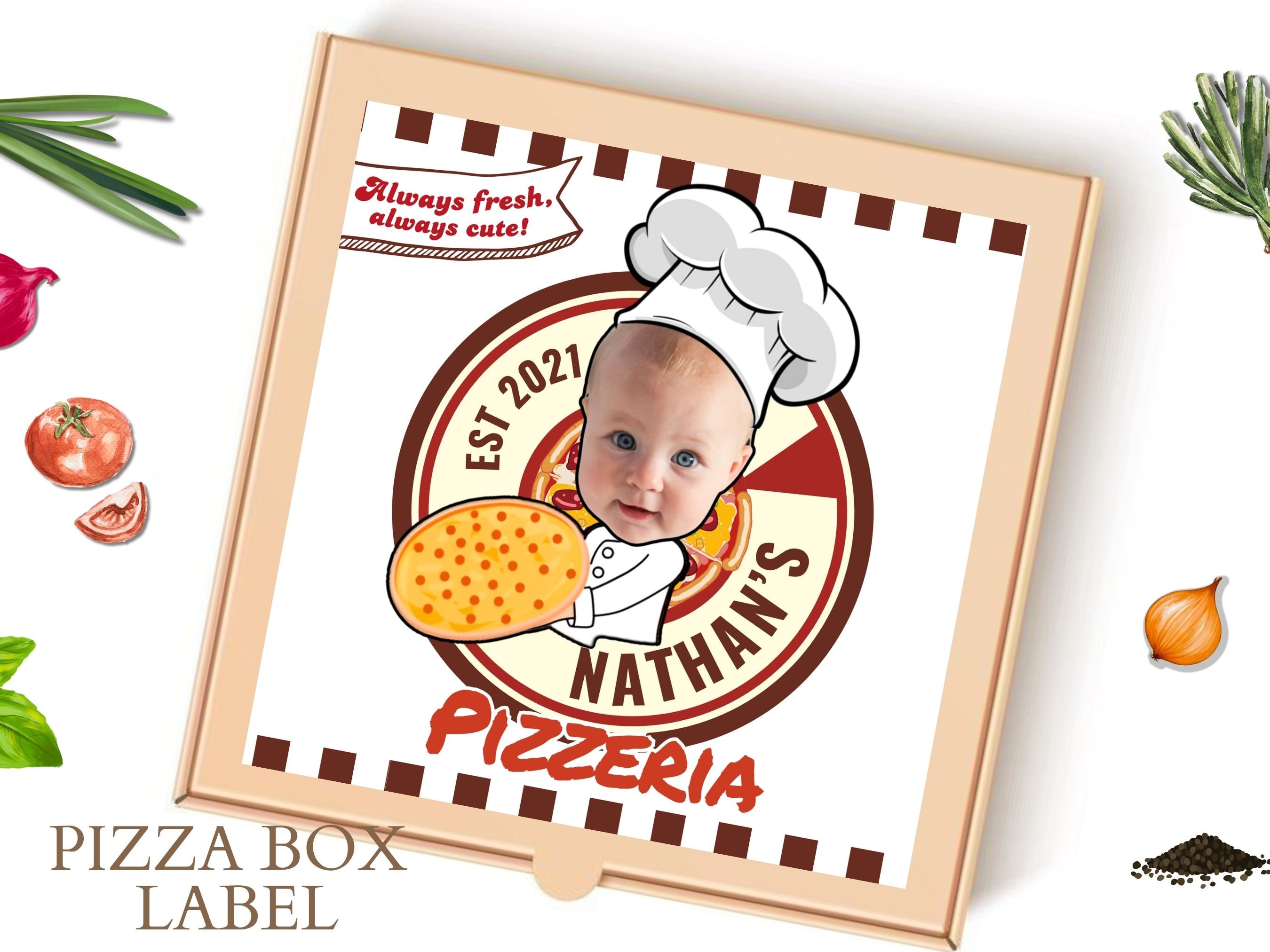 White Pizza Box Printable Label Pizza Birthday Party Italian Birthday ...