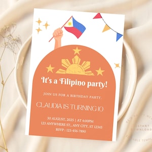 Modern Filipino Birthday Invitation | Filipino Dinner | Aesthetic ...