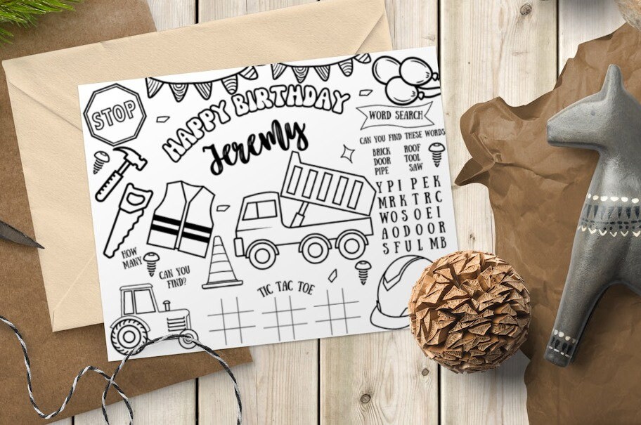 Construction Coloring Page for Kids Construction Birthday Truck ...